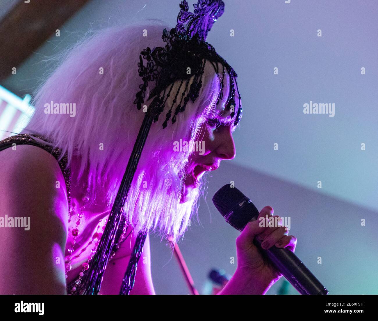 Steampunk singer songwriter Alice's Night Circus performing live Stock ...