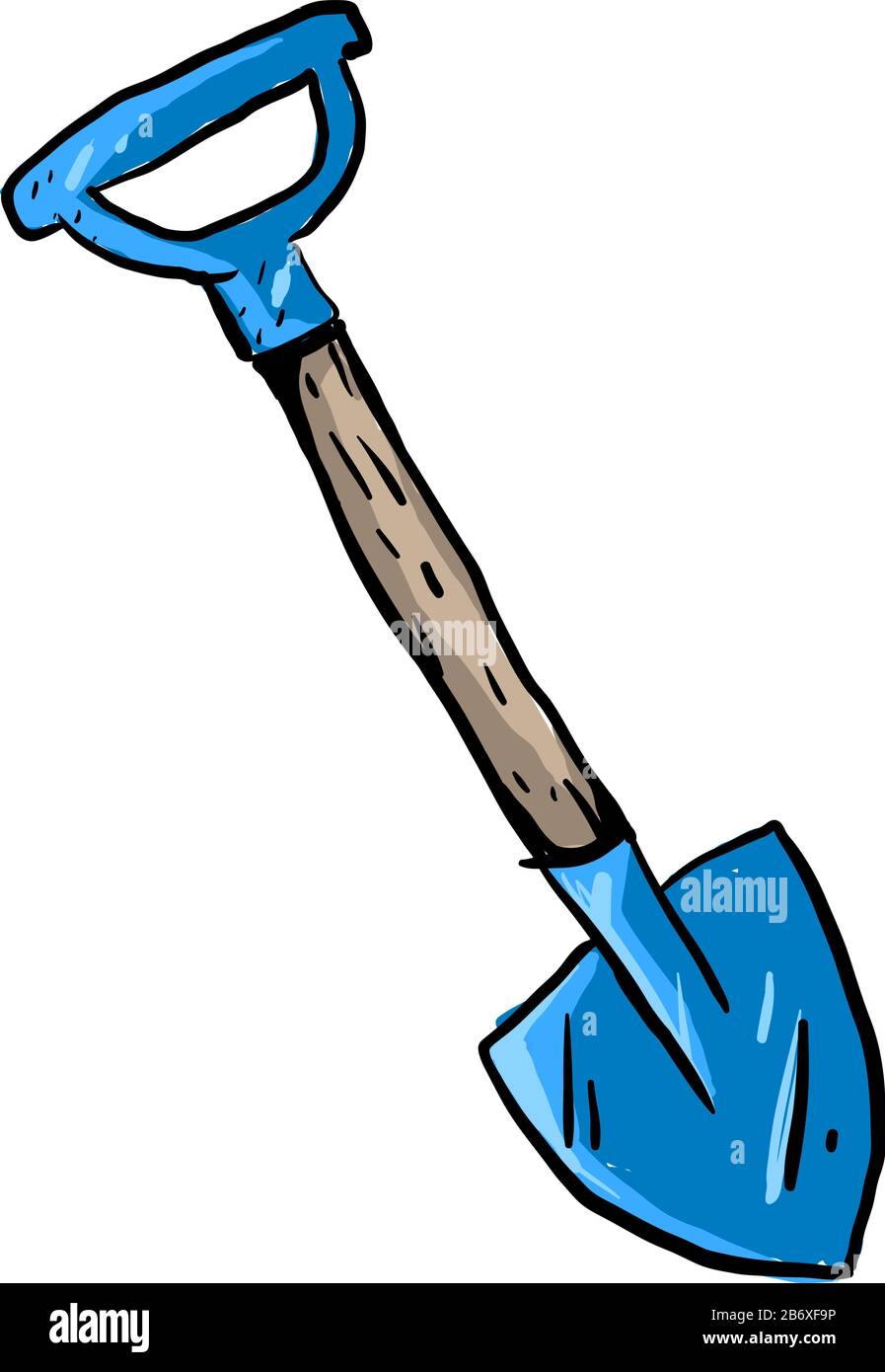 Blue shovel, illustration, vector on white background Stock Vector ...