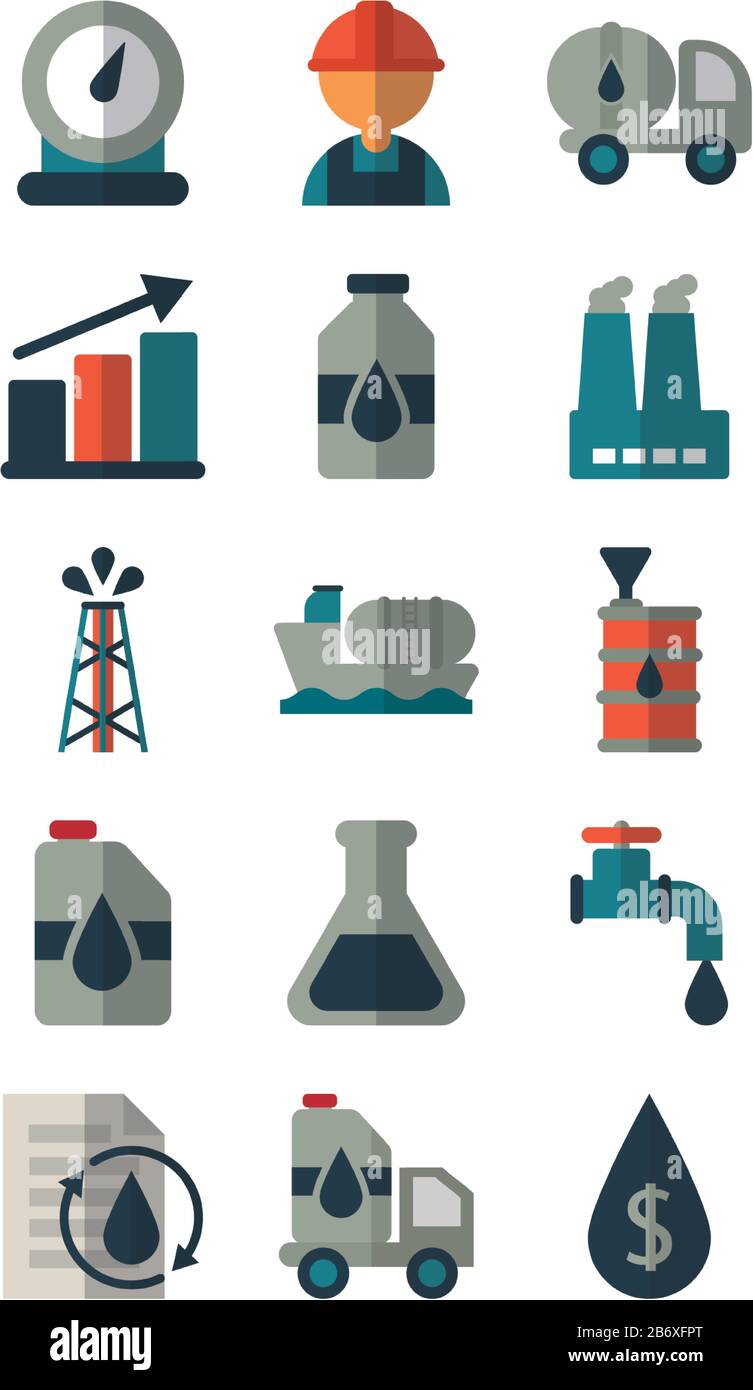 set of icons oil on white background vector illustration design Stock ...