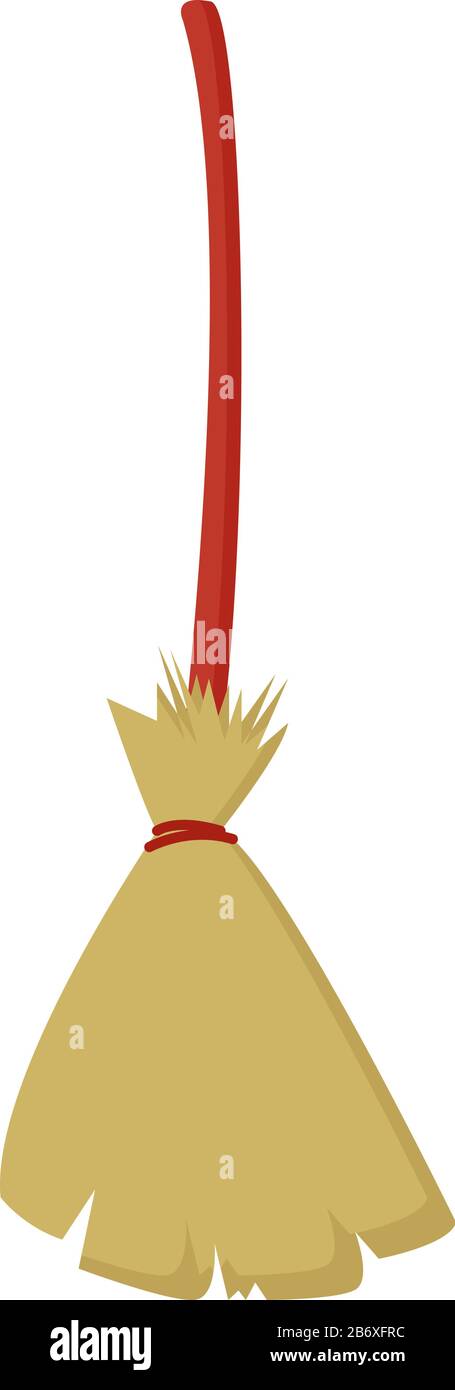 Wooden broom, illustration, vector on white background Stock Vector ...
