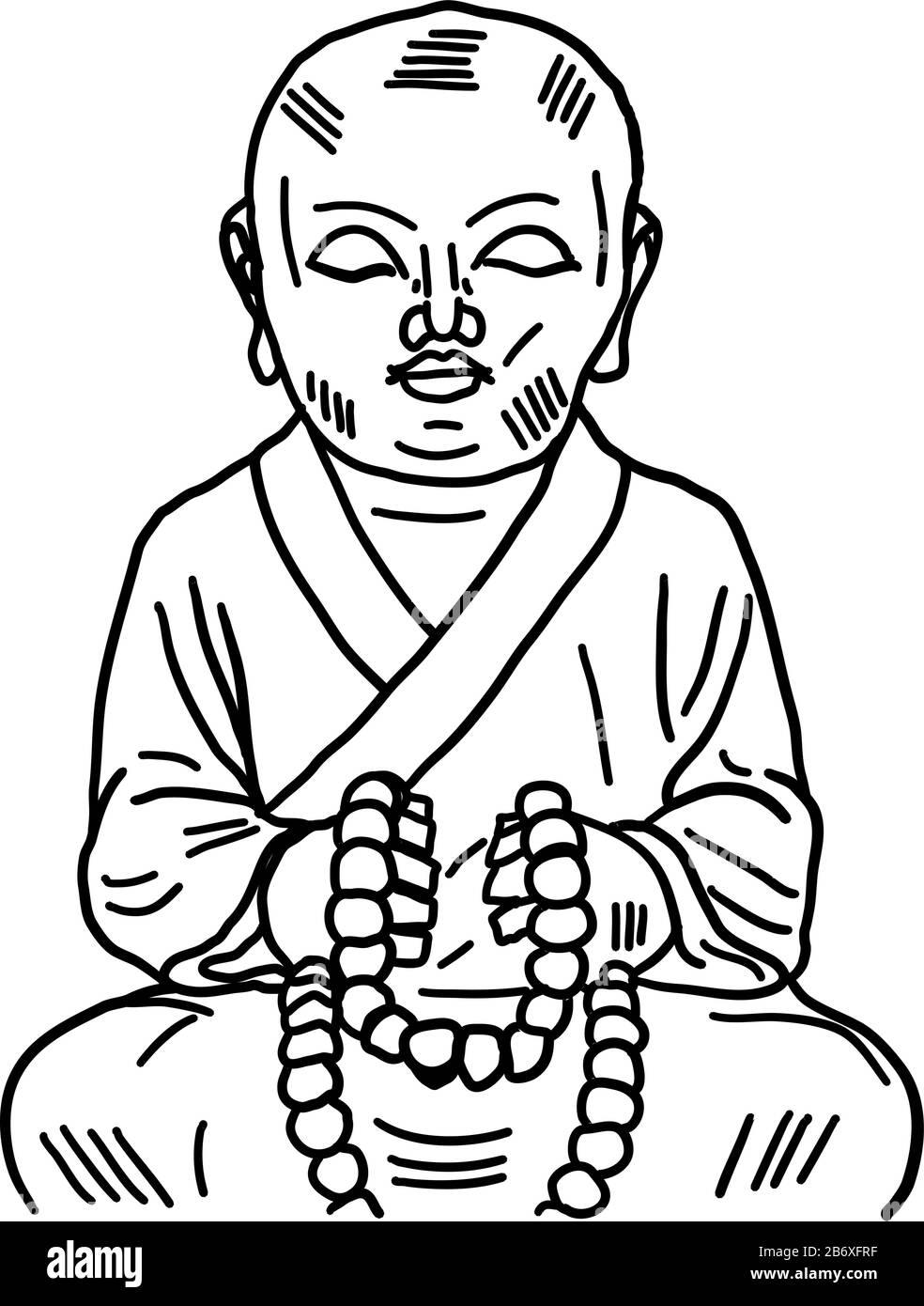 Monk drawing, illustration, vector on white background Stock Vector ...