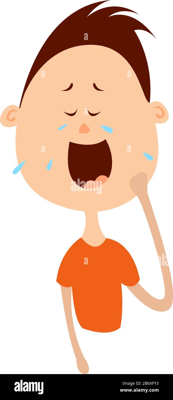 Crying boy, illustration, vector on white background Stock Vector Image ...