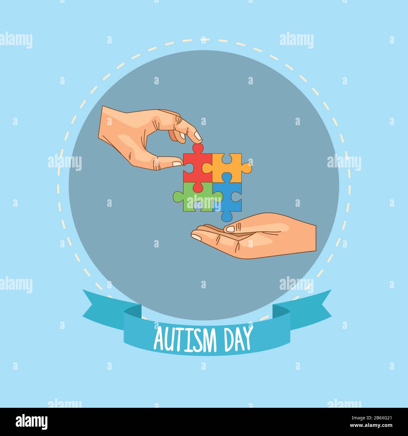 world autism day with hands and puzzle game pieces Stock Vector Image ...