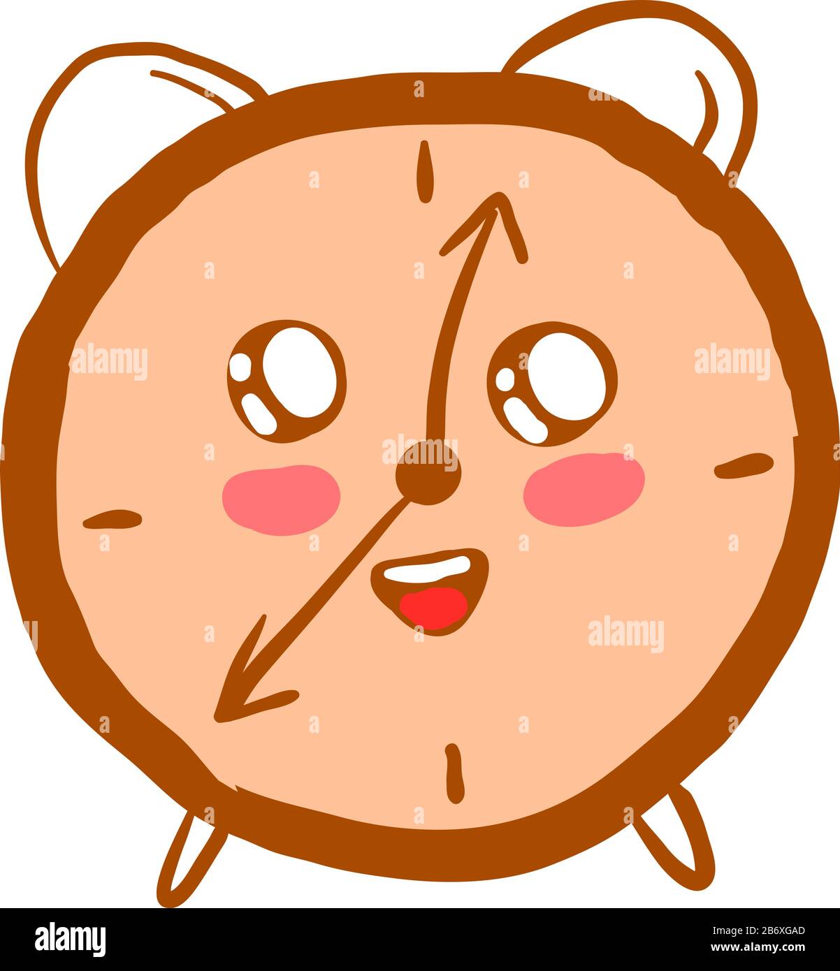 Cute happy clock, illustration, vector on white background Stock Vector ...