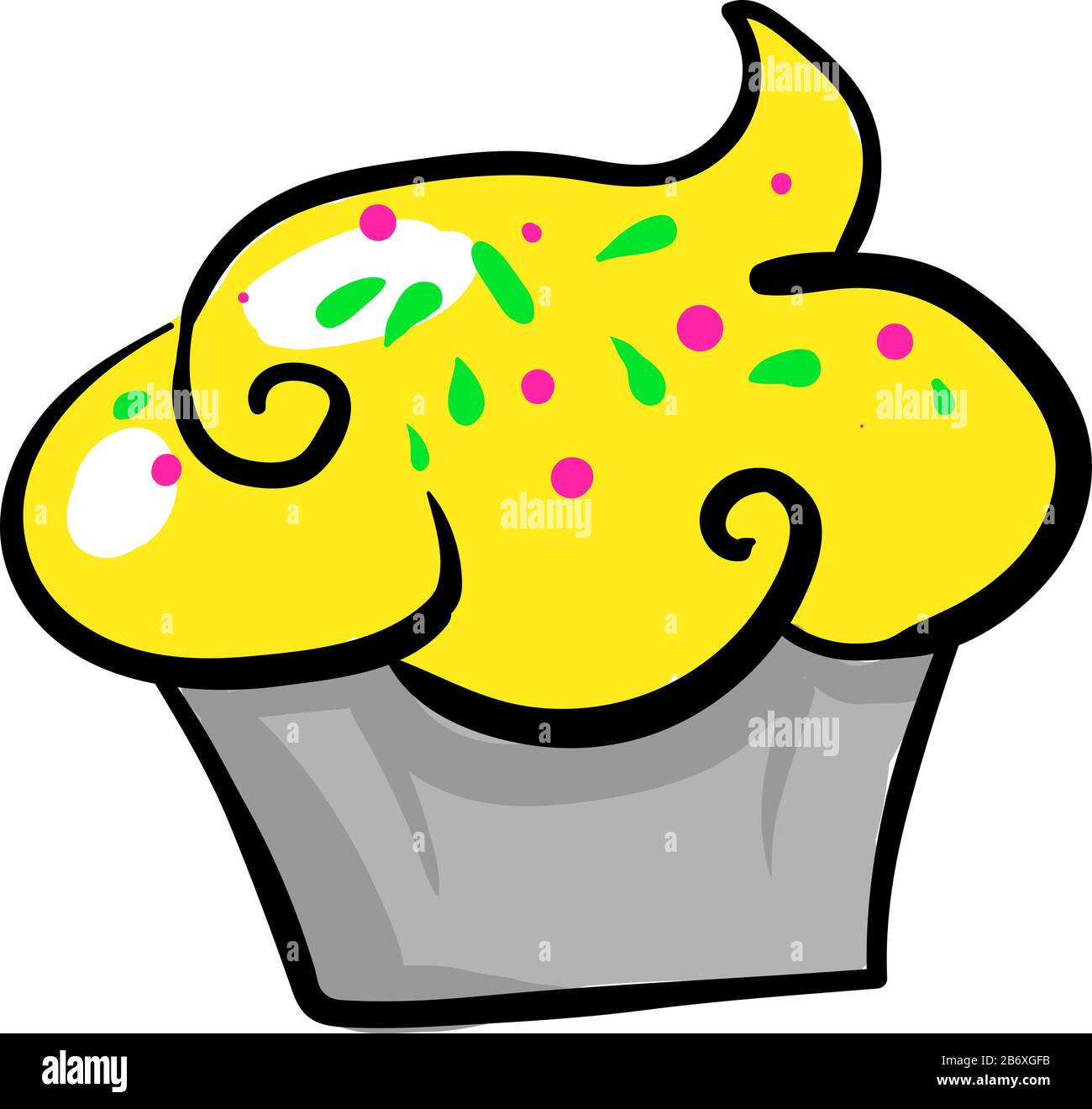Yellow cupcake white background Stock Vector Images - Alamy