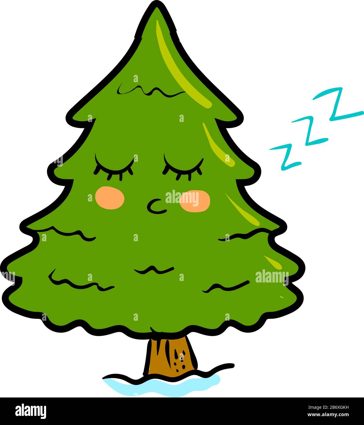 Sleepy tree, illustration, vector on white background Stock Vector ...