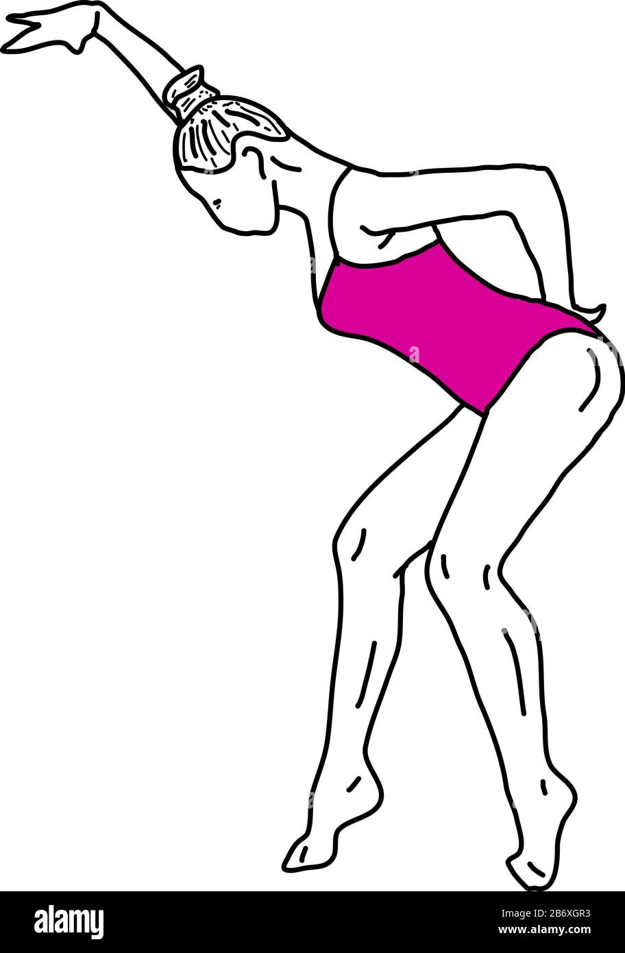 Woman in pink exercise, illustration, vector on white background Stock ...