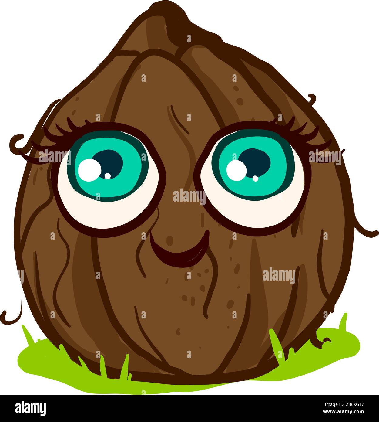 Cute coconut, illustration, vector on white background Stock Vector ...