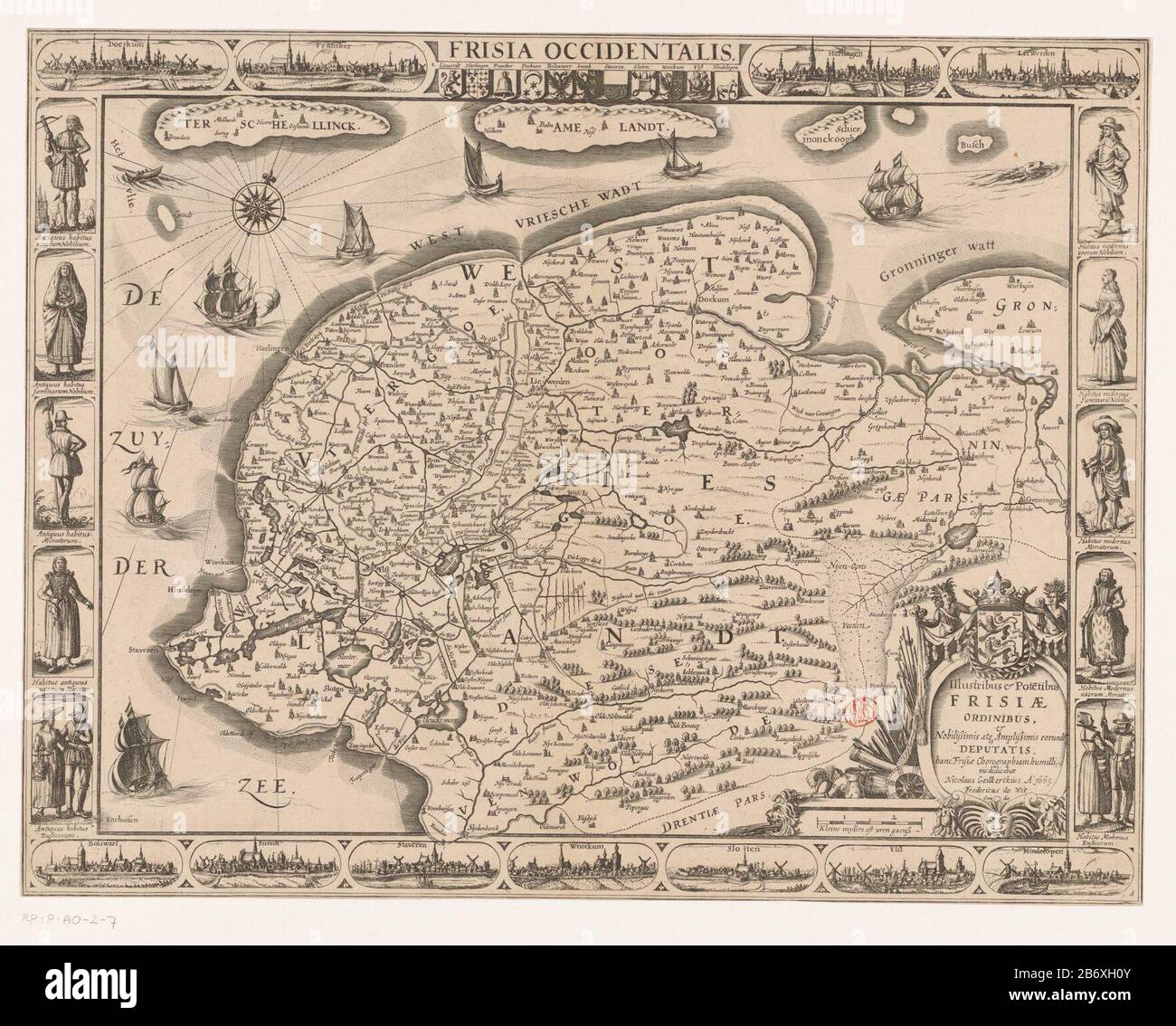 Kaart van Friesland Frisia Occidentalis Illustribus et potentibus ...