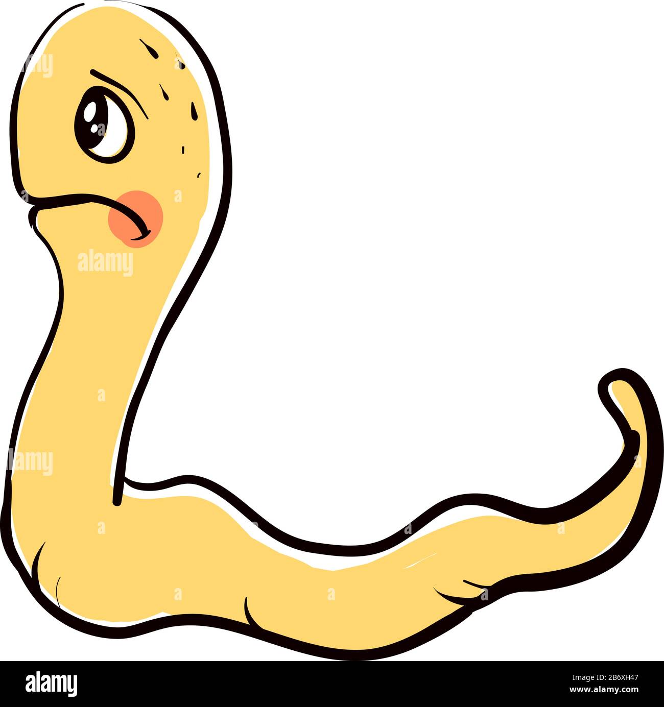 Yellow sad worm, illustration, vector on white background Stock Vector ...