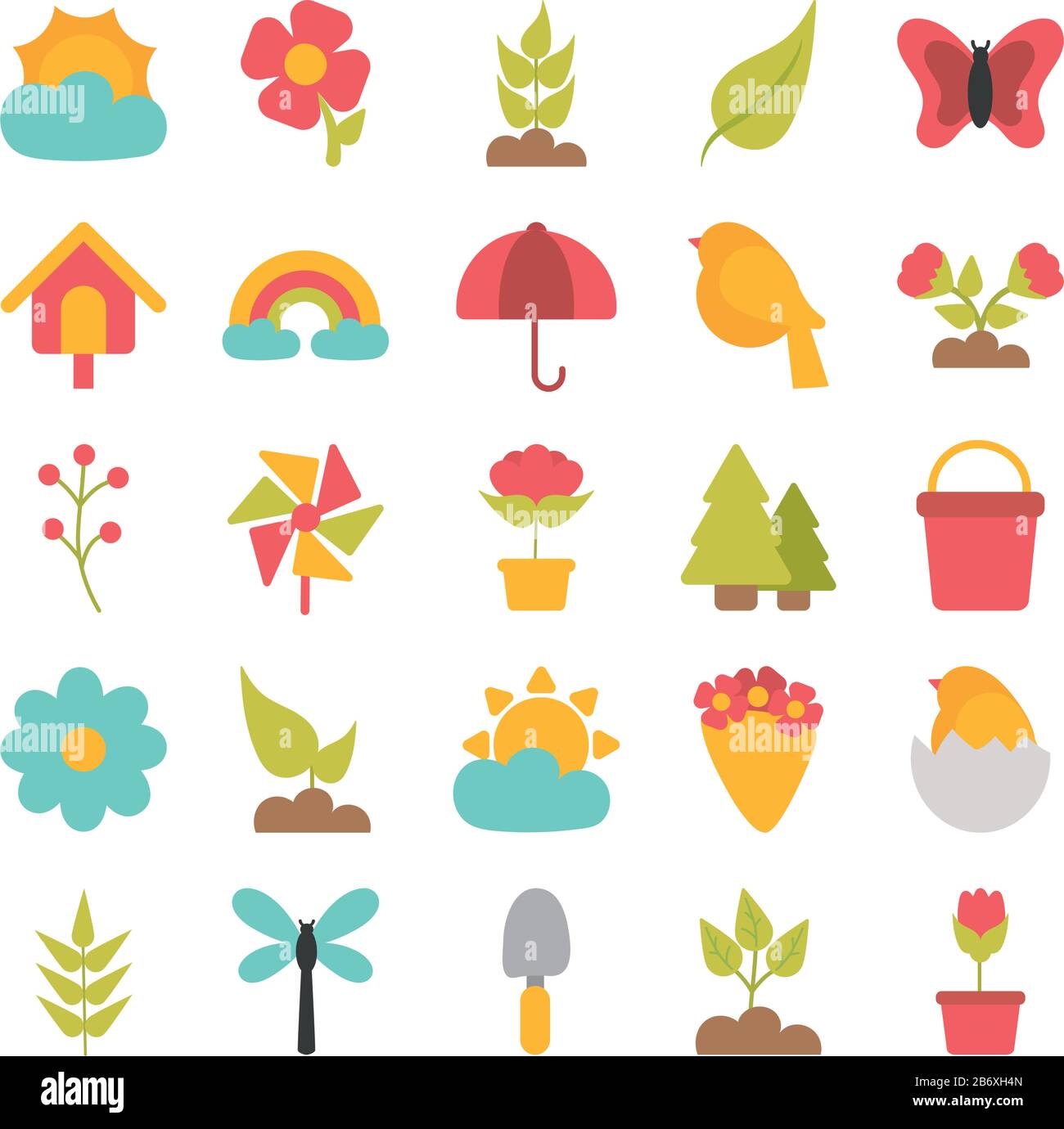 set of spring icons on white background vector illustration design ...