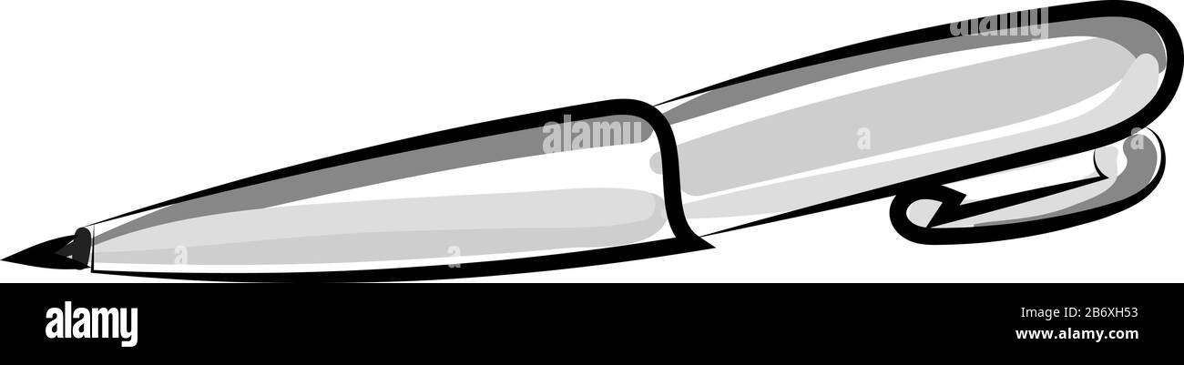 Silver pen, illustration, vector on white background Stock Vector Image ...