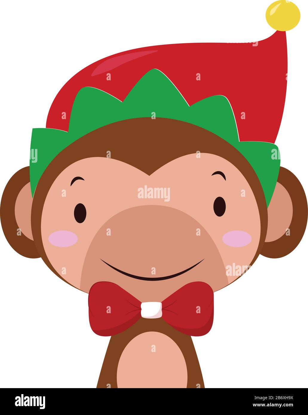 Christmas monkey, illustration, vector on white background Stock Vector ...
