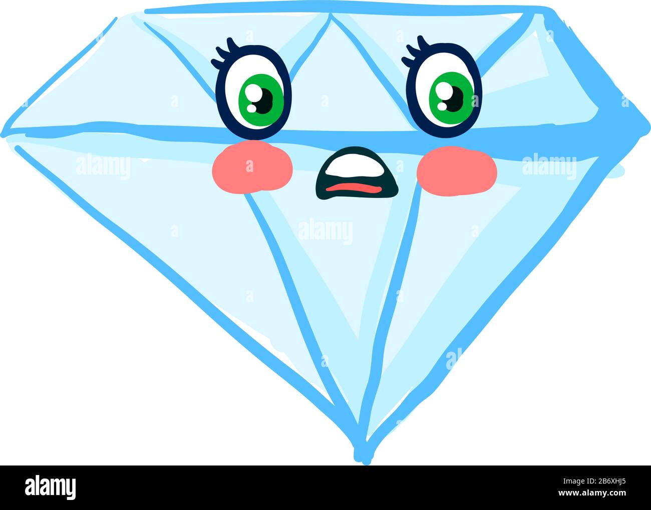 Sad diamond, illustration, vector on white background Stock Vector ...