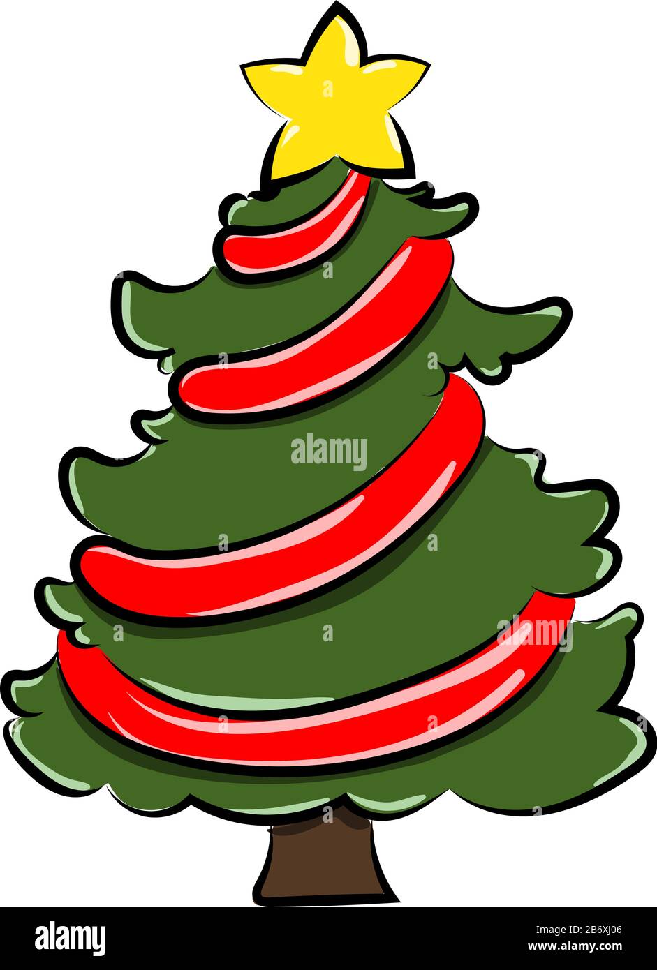 Tree with star, illustration, vector on white background Stock Vector ...