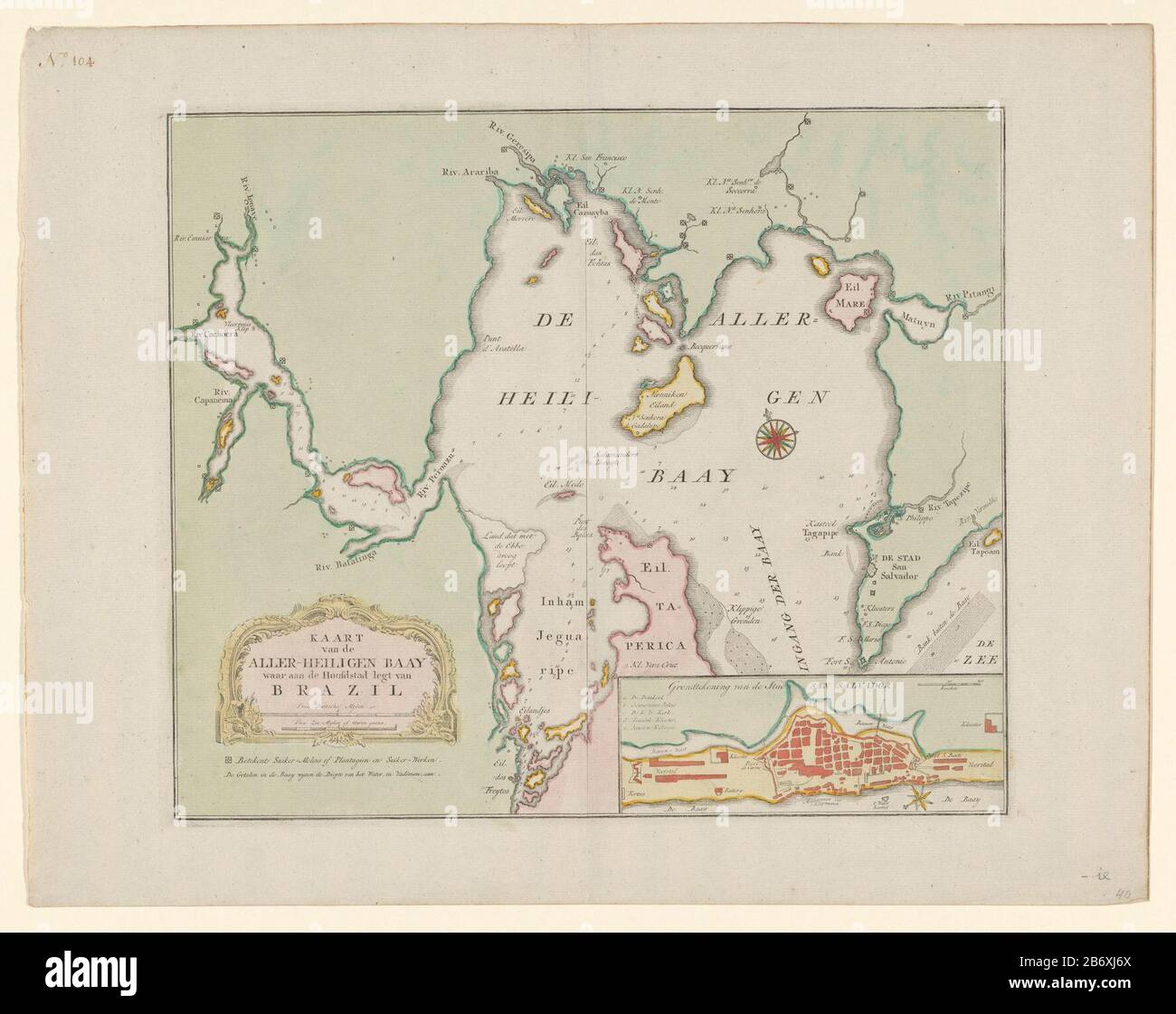 Map of All Saints Bay of Baía de Todos os Santos in Brazil, 1769 ...