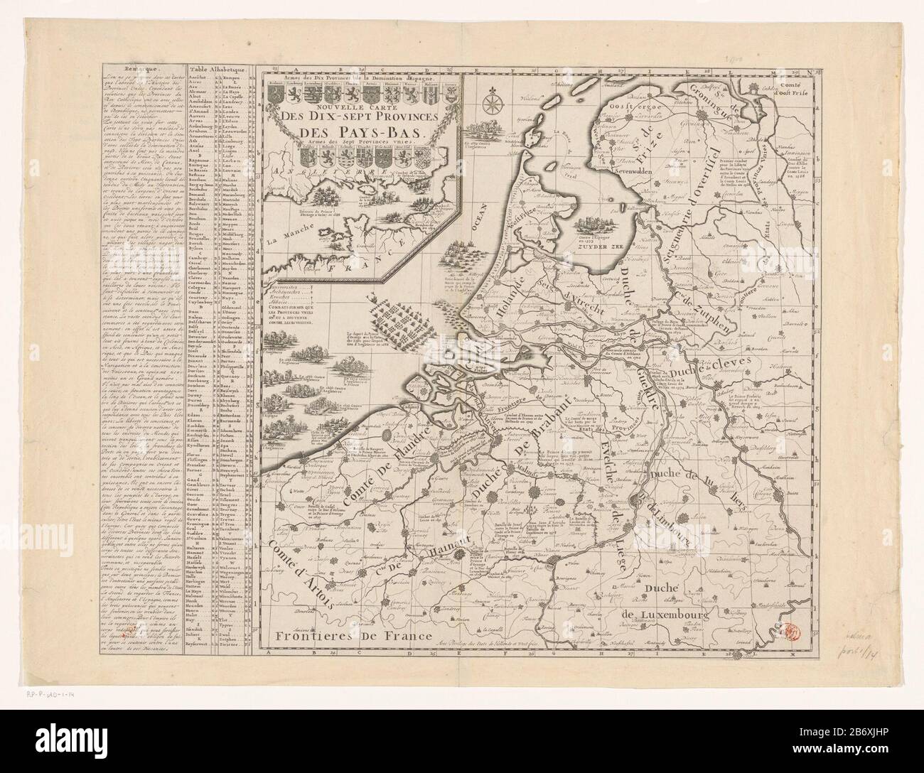 Map of the Seventeen Provinces. On the map are various field and naval ...