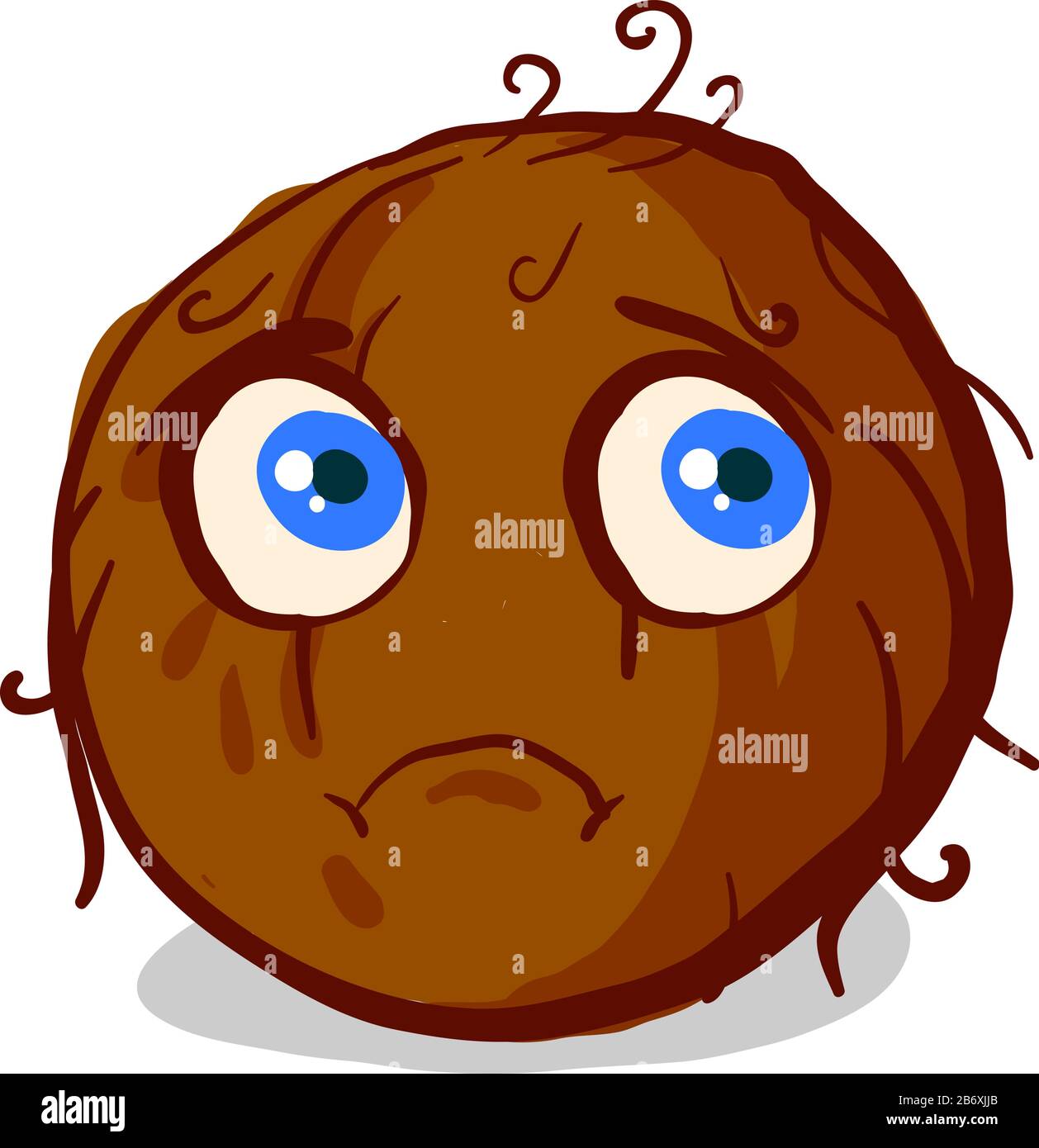 Sad coconut, illustration, vector on white background Stock Vector ...