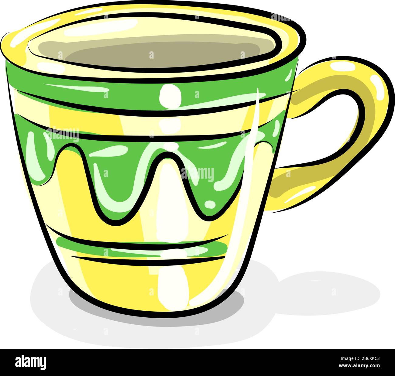 Yellow cup of tea, illustration, vector on white background Stock ...