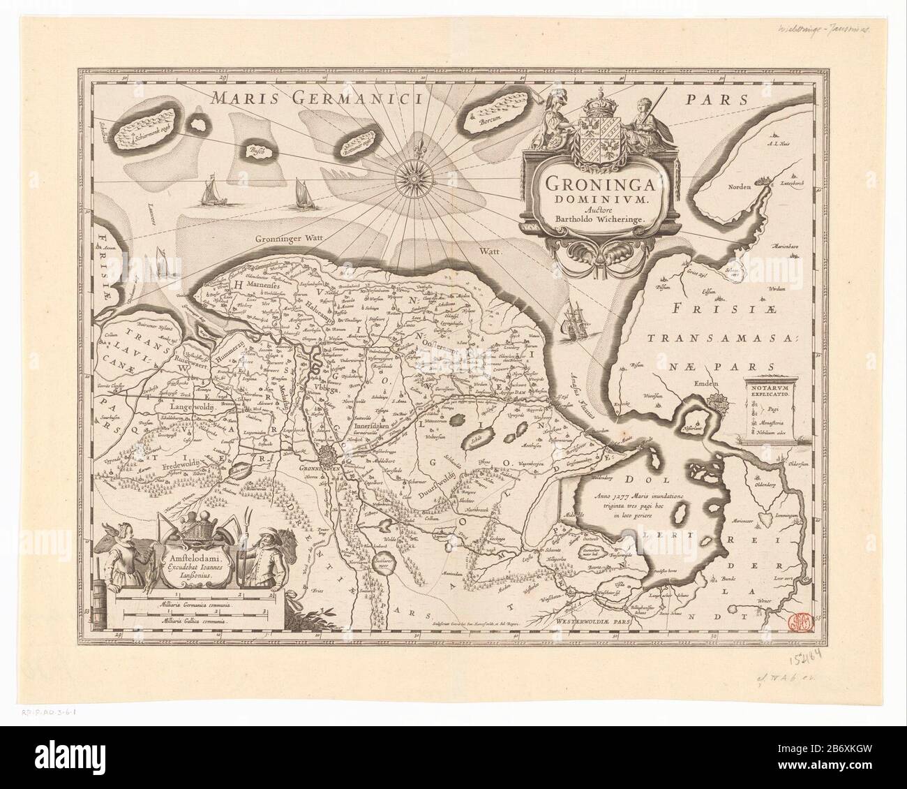 Kaart van de provincie Groningen Groninga dominium (titel op object ...