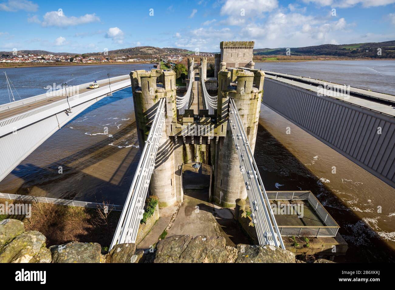 Conwy castle telford suspension bridge hi-res stock photography and ...