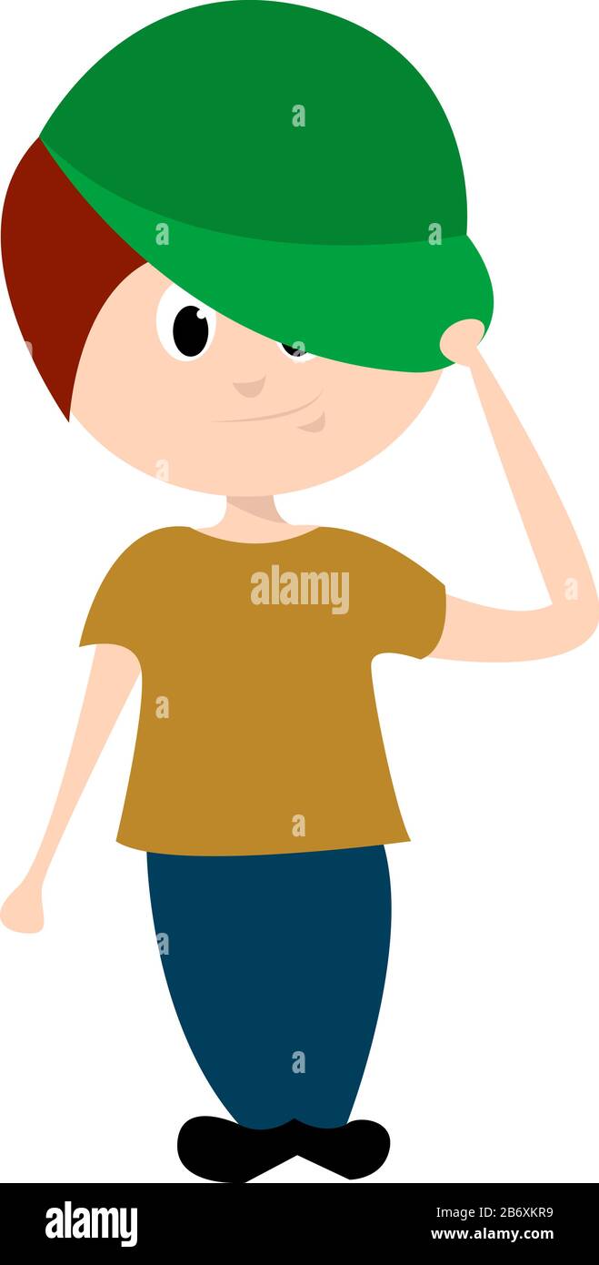 Green cap, illustration, vector on white background Stock Vector Image ...