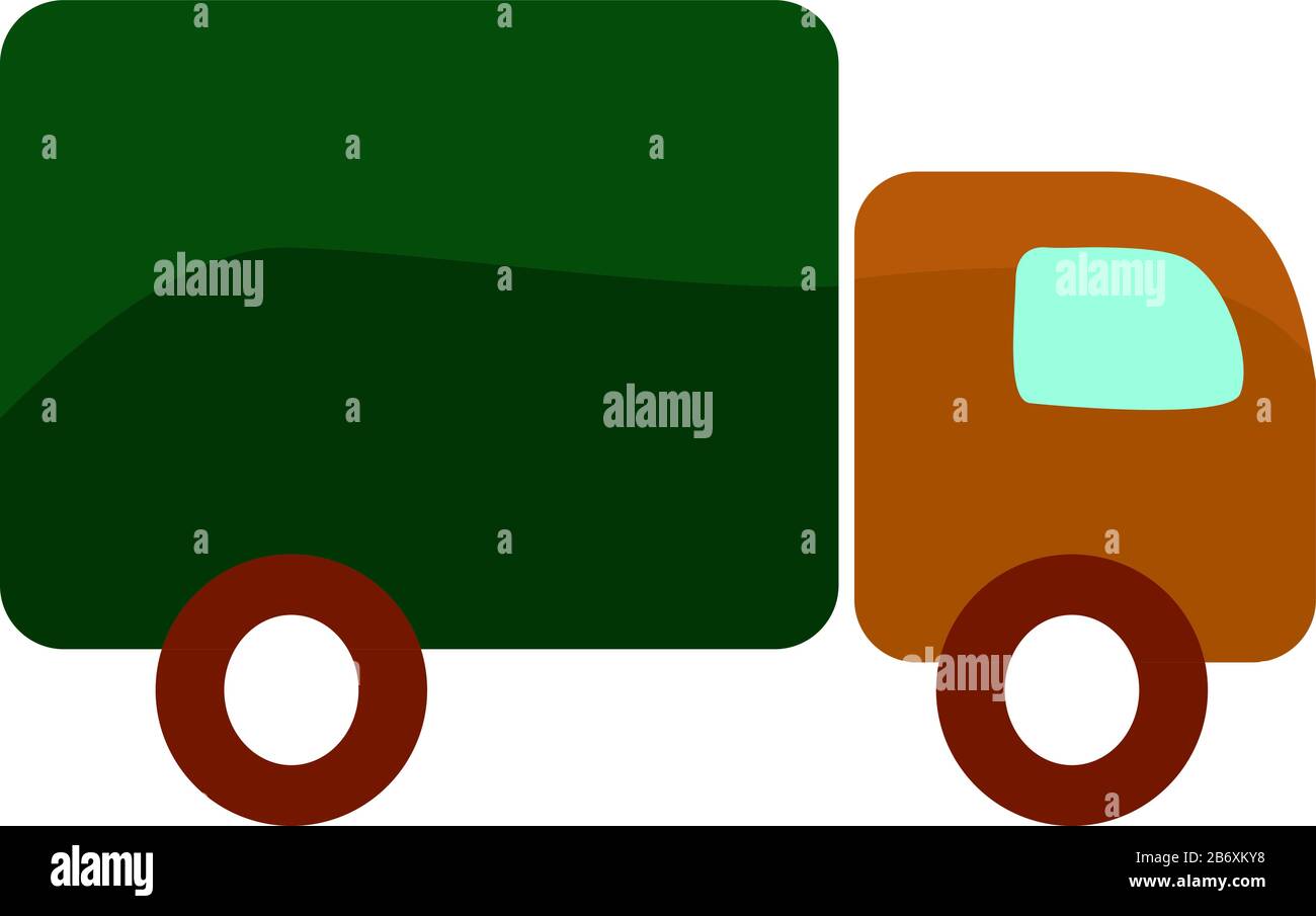 Green truck, illustration, vector on white background Stock Vector ...