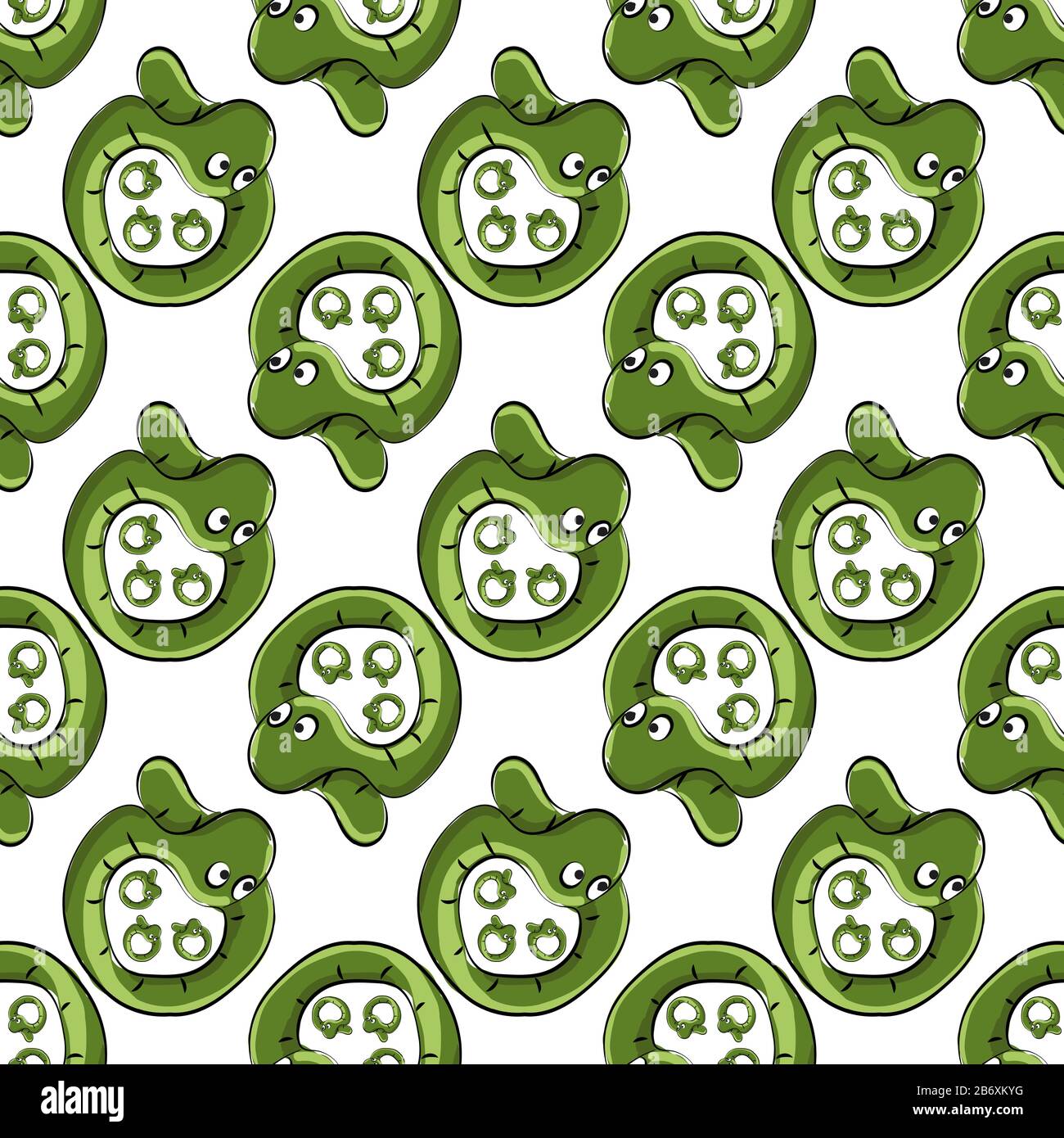 Green snake pattern, illustration, vector on white background Stock ...