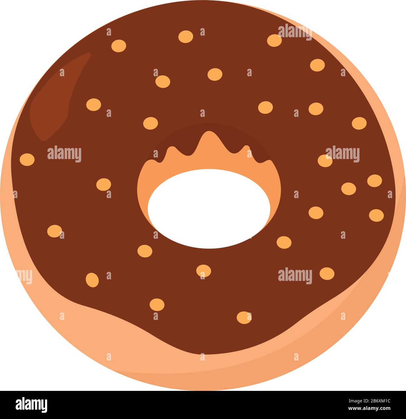 Chocolate donut, illustration, vector on white background Stock Vector ...
