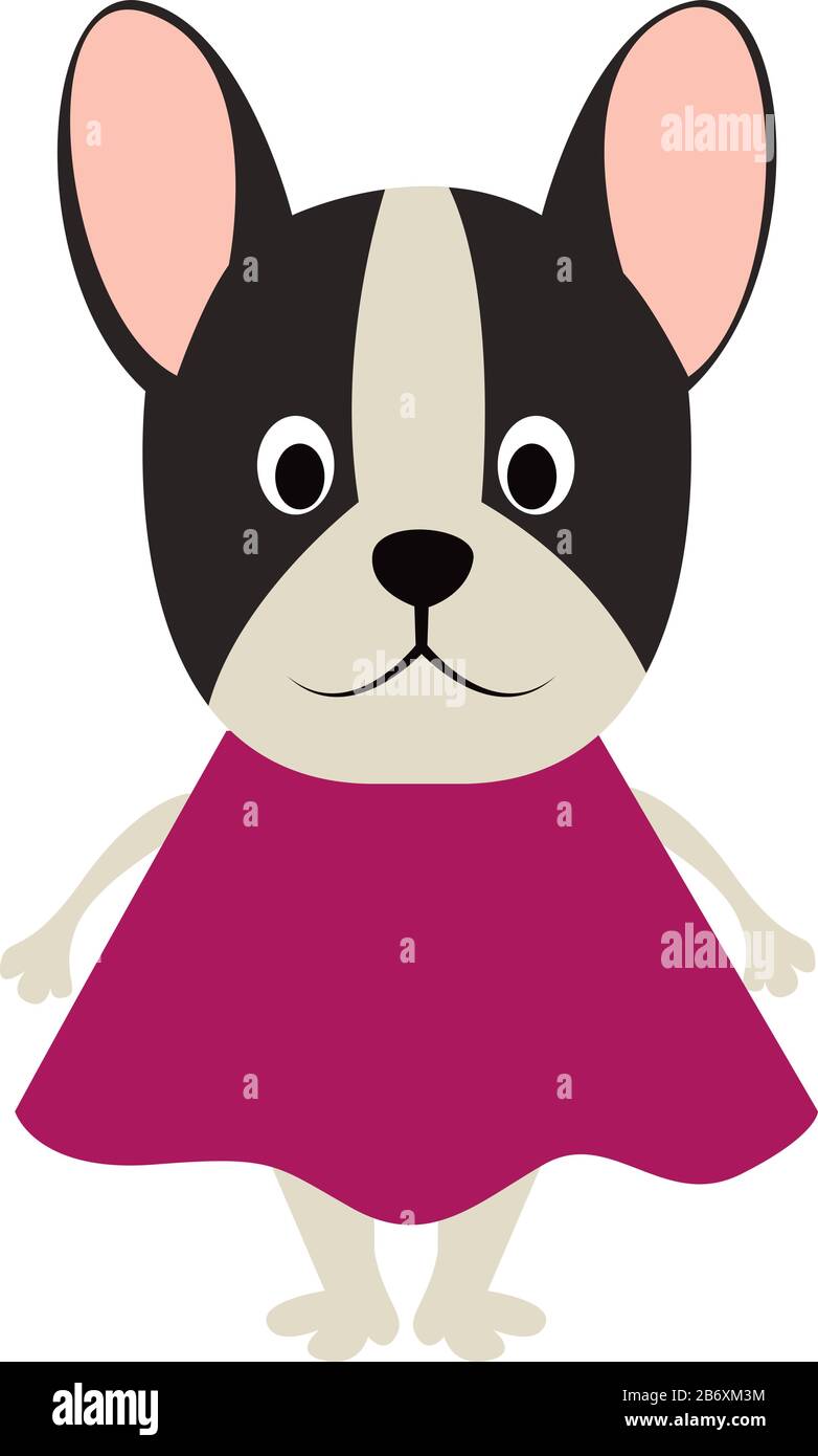 Dog in dress, illustration, vector on white background Stock Vector ...