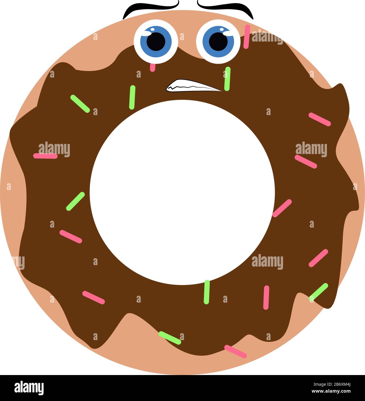 Chocolate donut, illustration, vector on white background Stock Vector ...