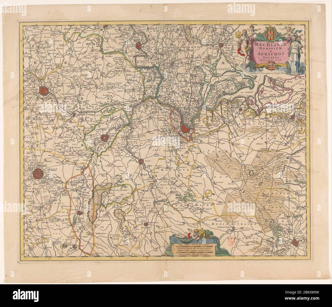 Kaart van een deel van Vlaanderen Mechlinia dominium et Aerschot ducatus (titel op object) Map ...