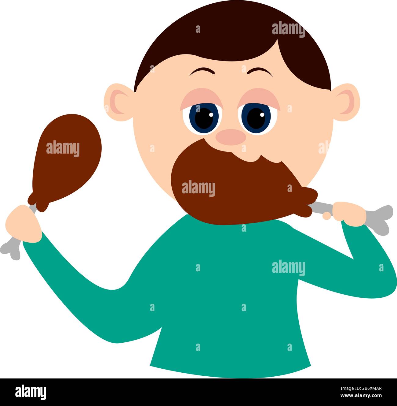 Boy eating fast food, illustration, vector on white background Stock ...