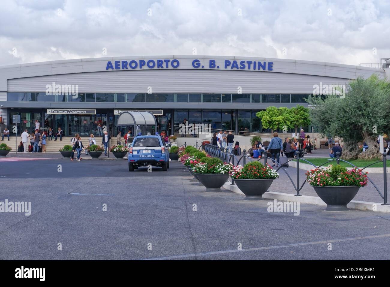 Rome, Italy Ciampino airport entrance with police presence. Aeroporto G ...