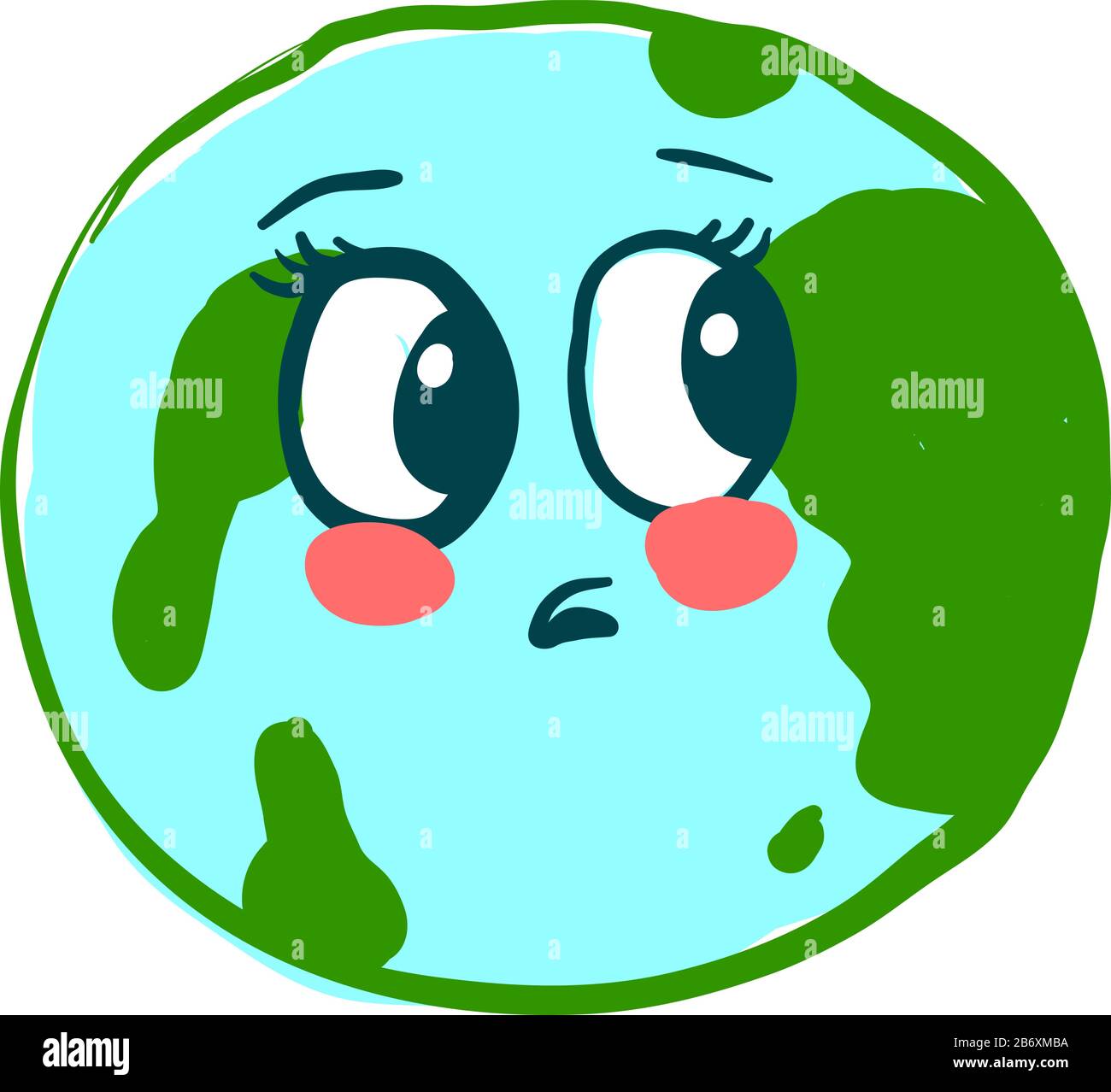 Scared earth, illustration, vector on white background Stock Vector ...