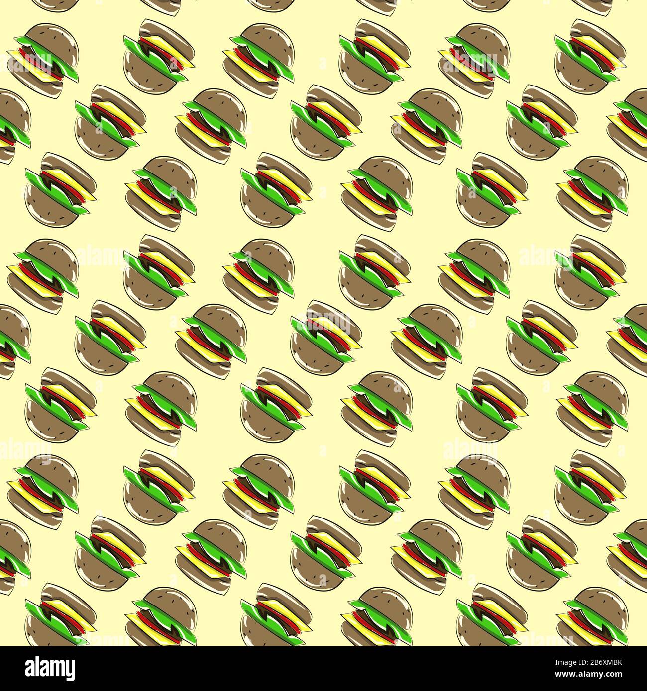 Burger pattern, illustration, vector on white background Stock Vector ...
