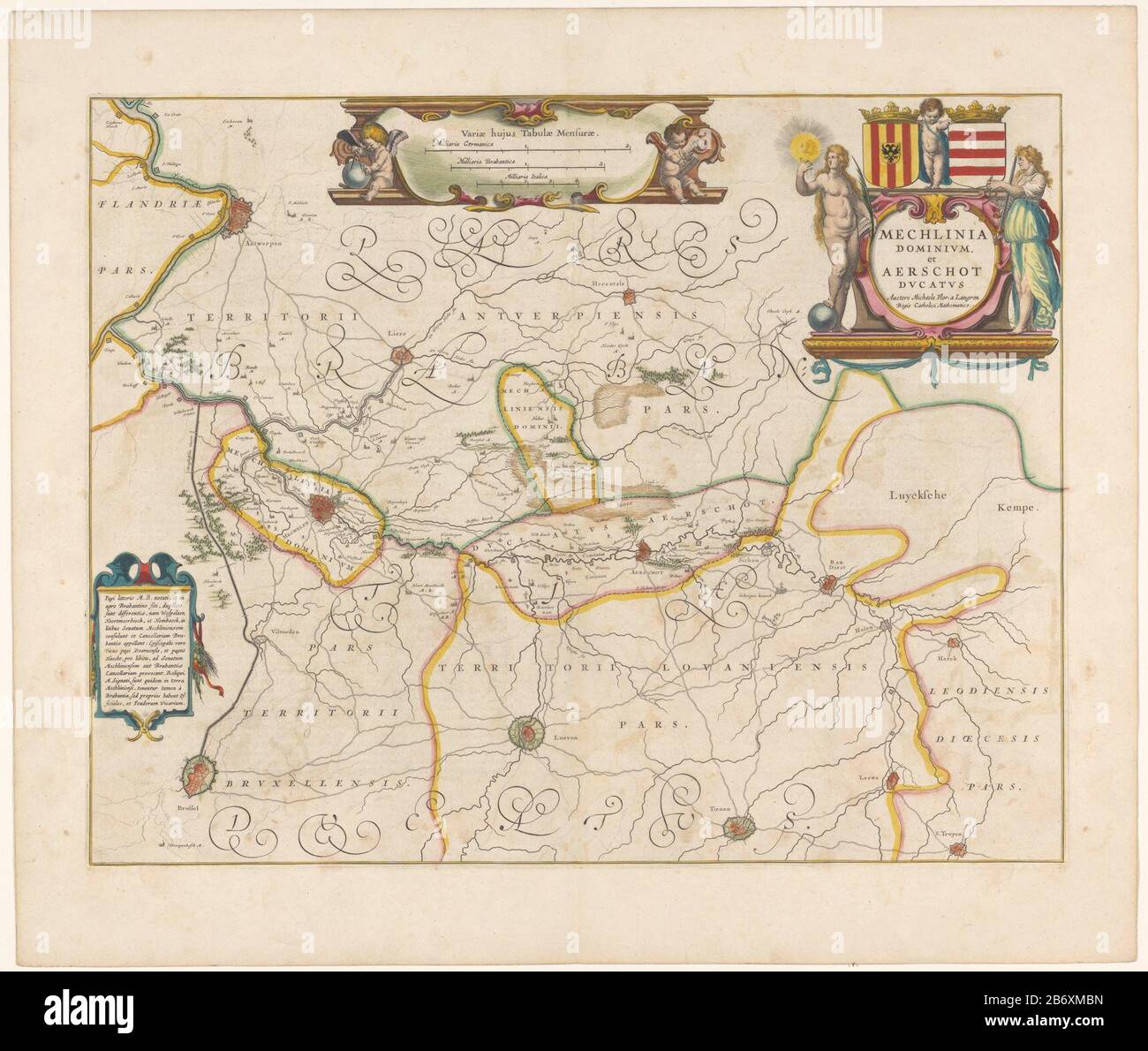 Kaart van een deel van Vlaanderen Mechlinia dominium et Aerschot ducatus (titel op object) Map ...