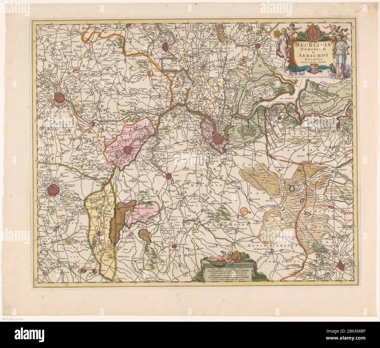Kaart van een deel van Vlaanderen Mechlinia dominium et Aerschot ducatus (titel op object) Map ...
