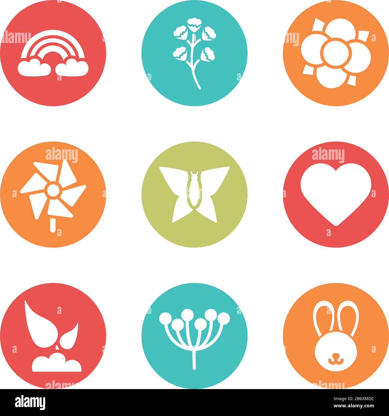 set of spring icons , block and flat style icon vector illustration ...