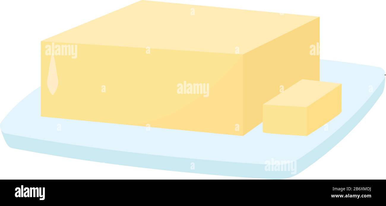 Butter on plate, illustration, vector on white background Stock Vector ...