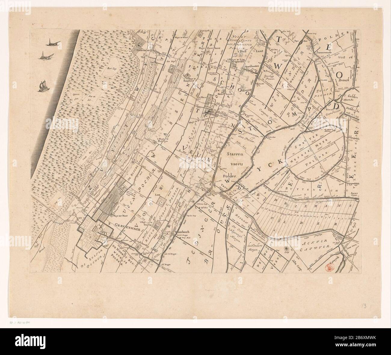 Kaart van het Hoogheemraadschap van Rijnland (dertiende deel) T ...