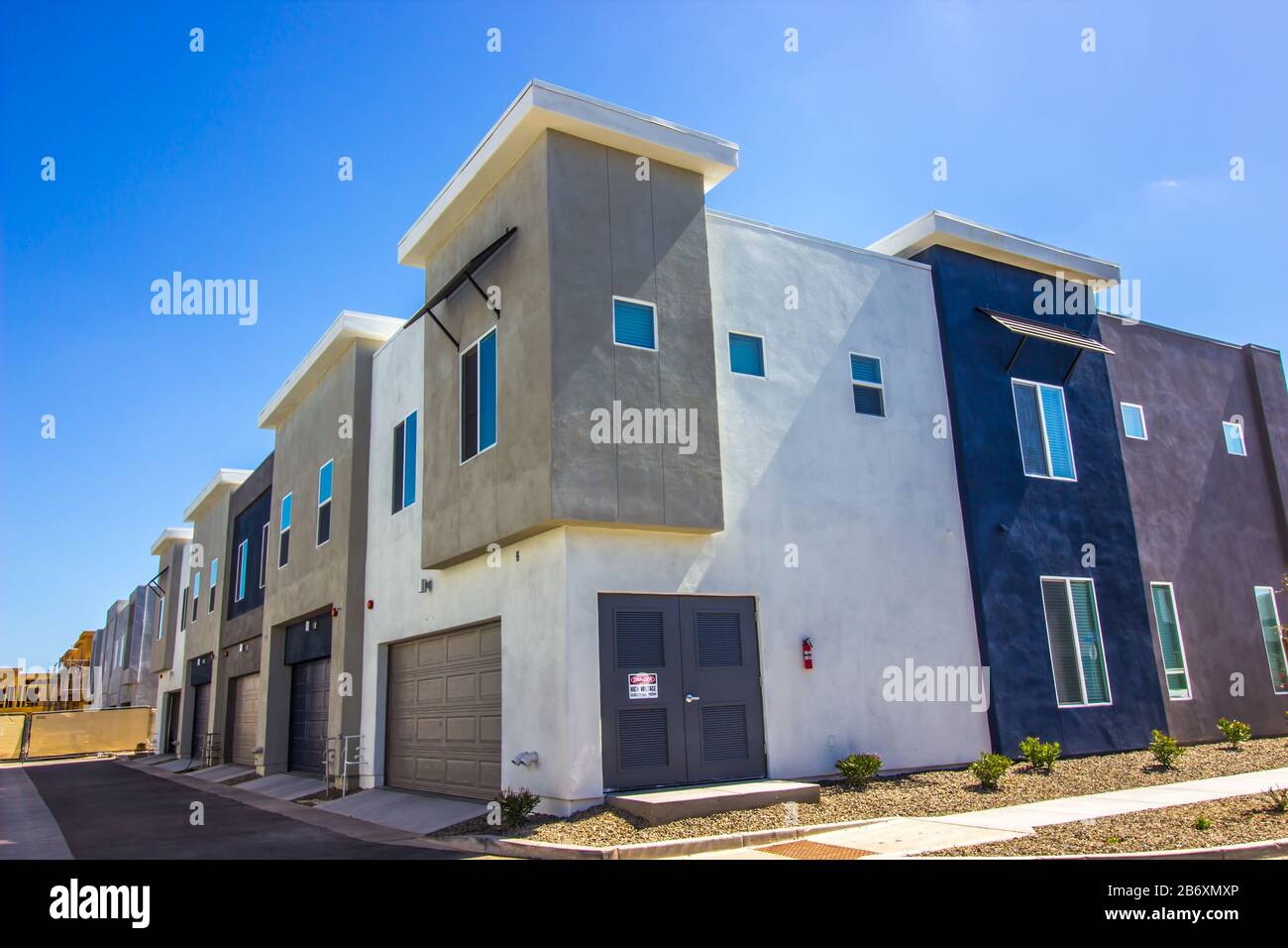 Exterior Of Two Story Housing Building Stock Photo - Alamy