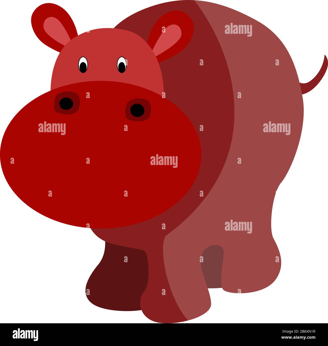 Red hippo, illustration, vector on white background Stock Vector Image ...