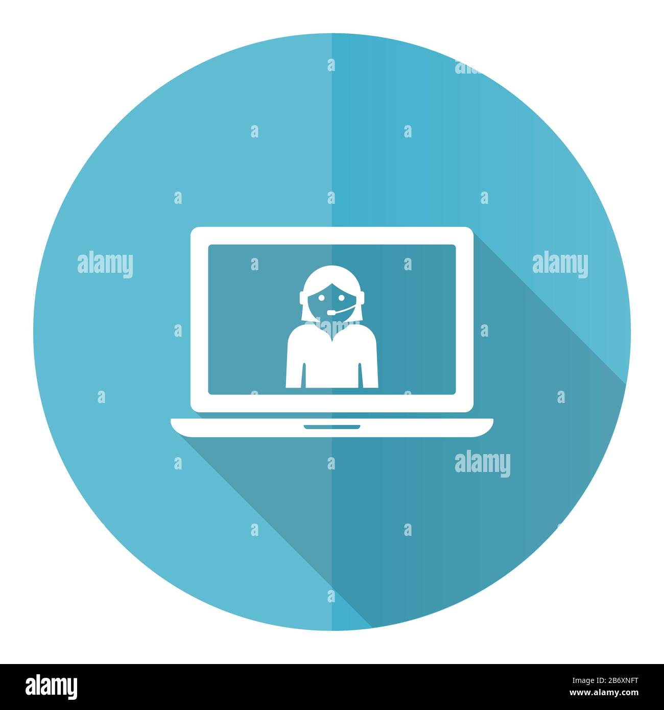 Help blue round flat design vector icon isolated on white background ...