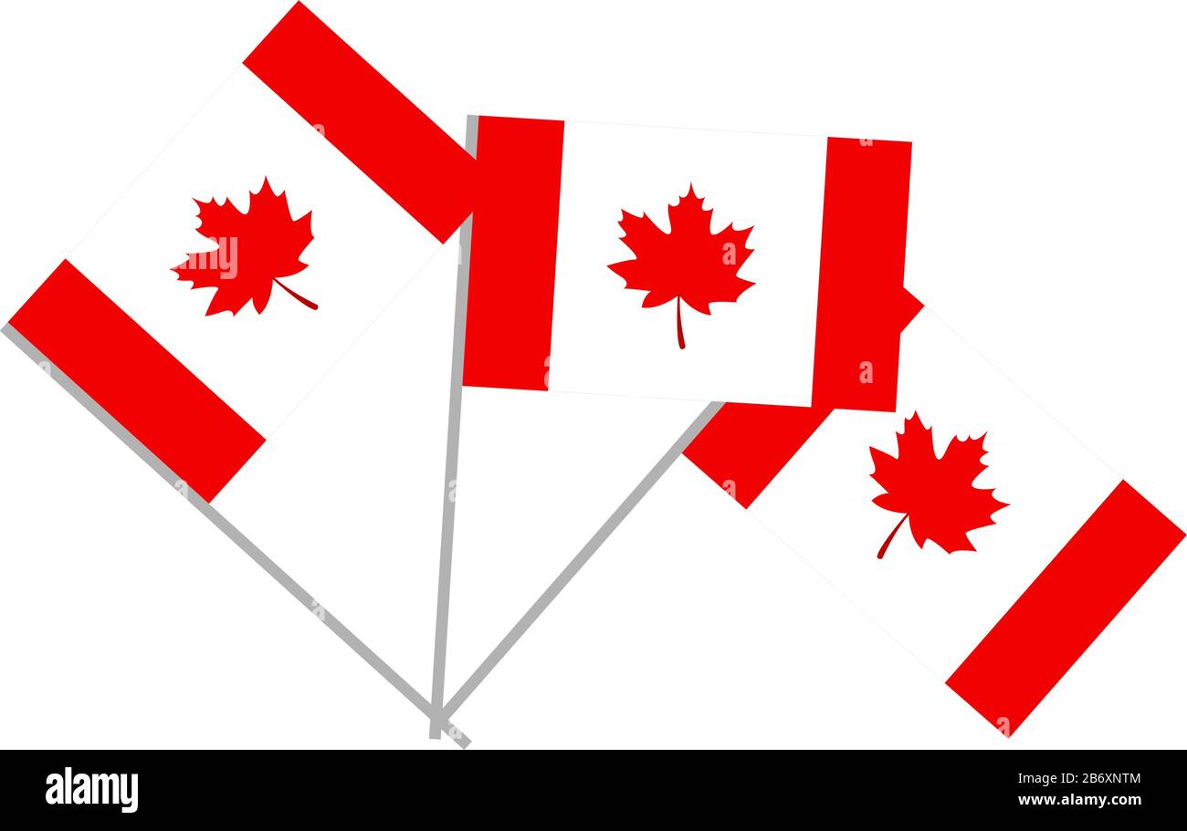 Canadian flags, illustration, vector on white background Stock Vector ...