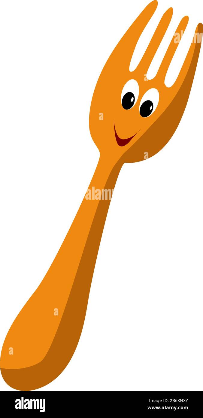 Orange fork, illustration, vector on white background Stock Vector ...