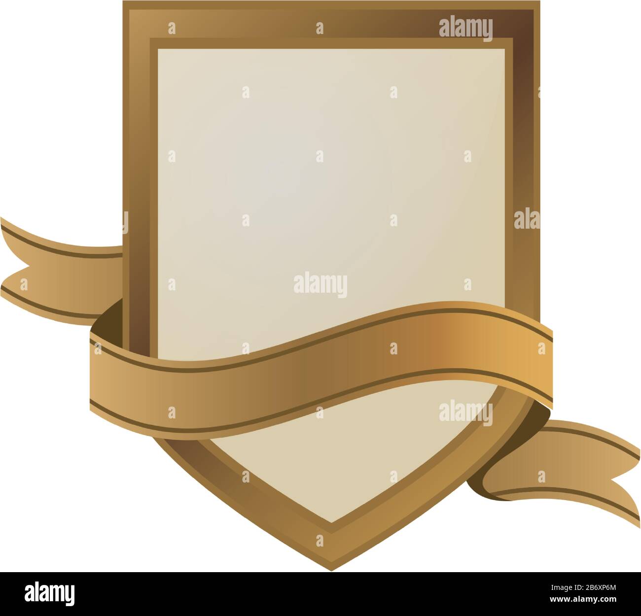 golden shield emblem with ribbon frame Stock Vector Image & Art - Alamy