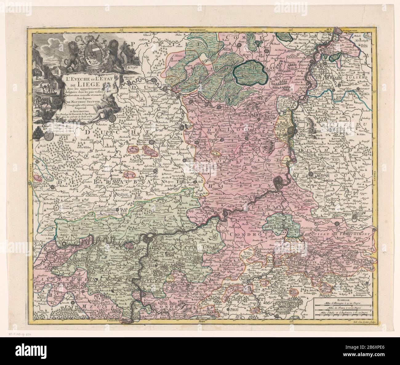 Map of the Principality of Liege. Above left the title cartouche with ...