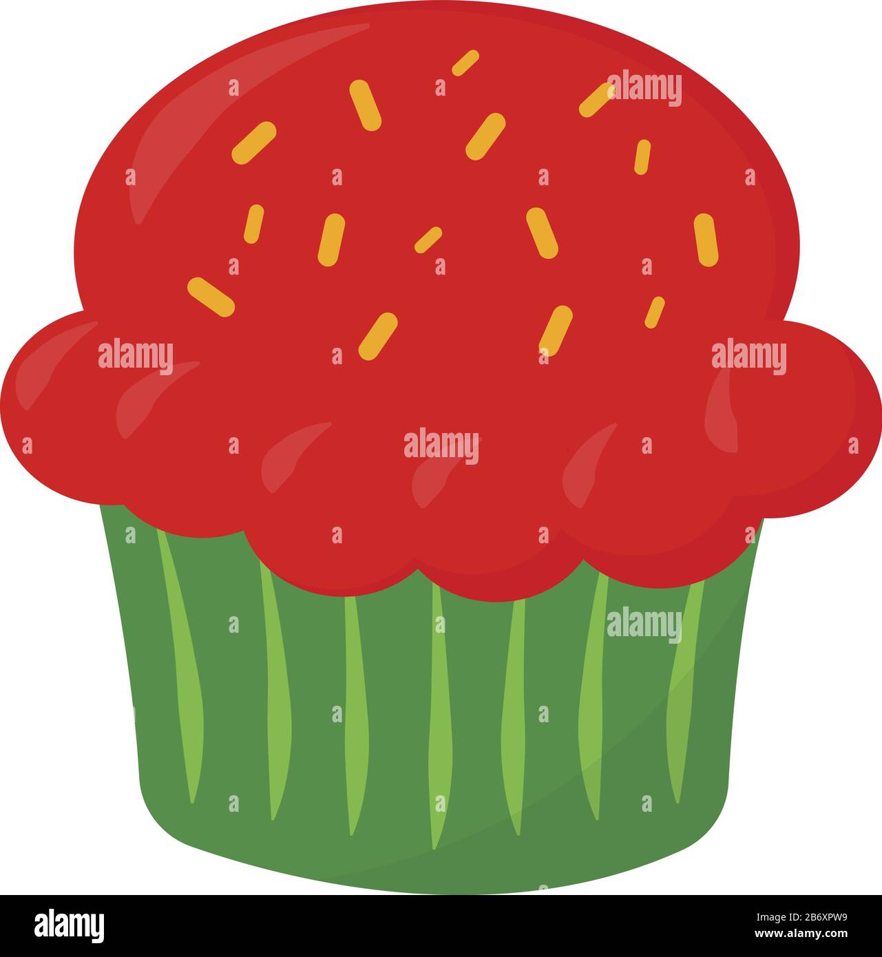 Red cupcake, illustration, vector on white background Stock Vector ...