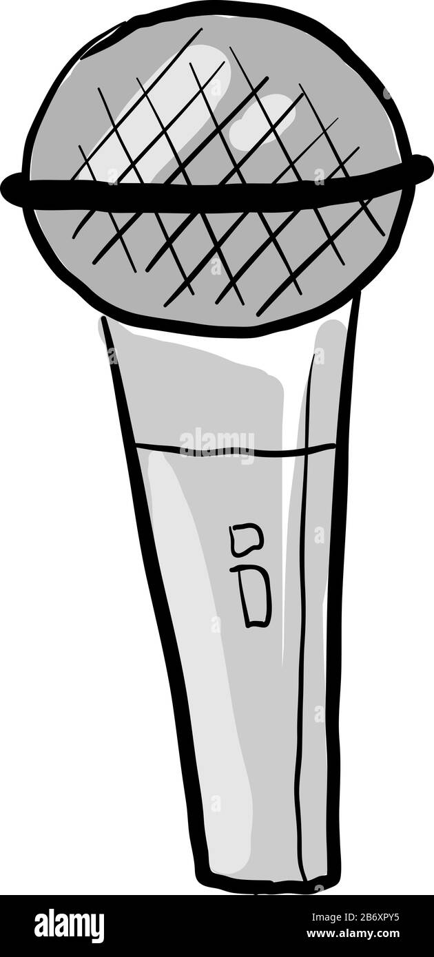 Long microphone, illustration, vector on white background Stock Vector ...